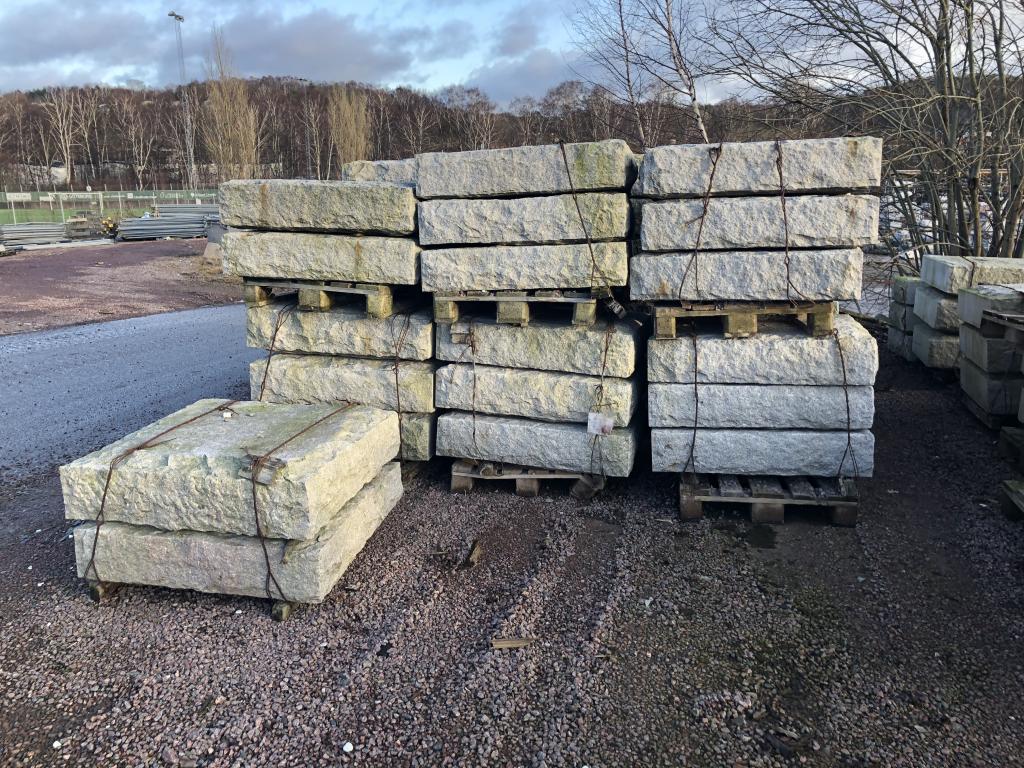 Blockmur Granit - #7 Blockstensmur Avslut grå 1000mm | Blinto auktioner