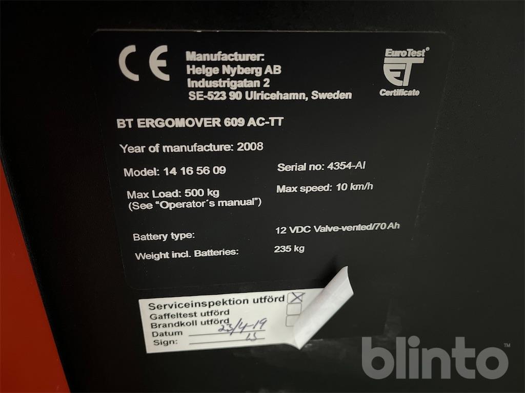 Plocktruck - BT Ergomover 609 AC-TT | Blinto auktioner