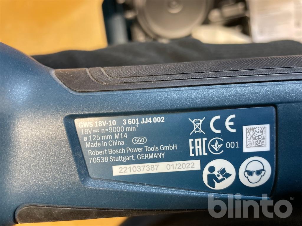 Vinkelslip - Bosch GWS 18V-10 | Blinto auktioner