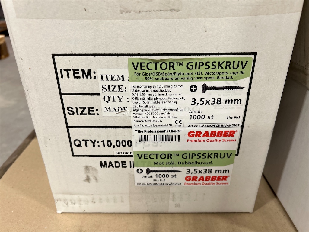 Gipsskruv 3,5x38mm - Grabber vector | Blinto auktioner